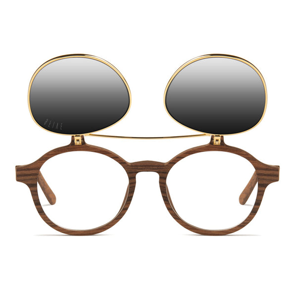 9Five Lane Wood 24K Gold Flip Up Gradient Sunglasses – Beyond Hype ...